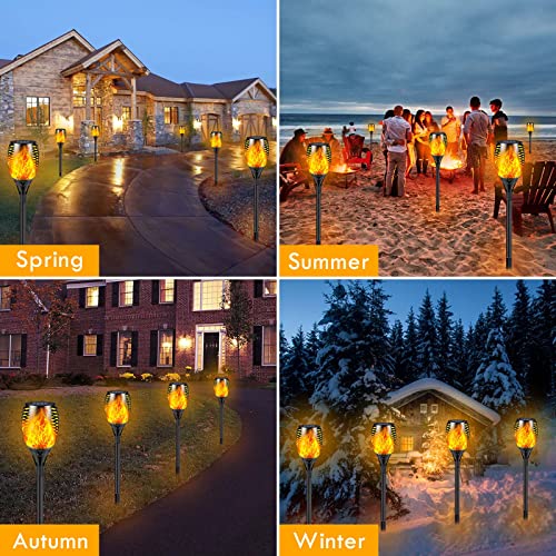 BOSSERN Solar Outdoor Lights,4pack Solar Flame Torch Lights with IP65 Solar Lights Outdoor Waterproof,Flickering Flame Garden Decor Lights,Auto On/Off Path Lights for Patio Garden Deck Yard Christmas