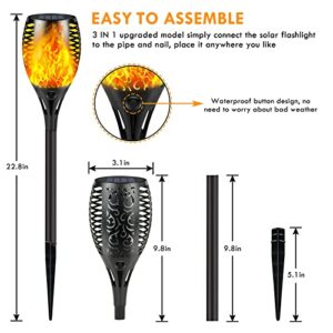 BOSSERN Solar Outdoor Lights,4pack Solar Flame Torch Lights with IP65 Solar Lights Outdoor Waterproof,Flickering Flame Garden Decor Lights,Auto On/Off Path Lights for Patio Garden Deck Yard Christmas