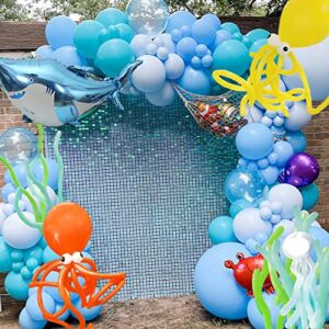 ocean theme birthday party decorations tiffany blue bobo balloons garland kit with shark bubble fish clownfish crab octopus for undersea theme boy baby shower party supplies