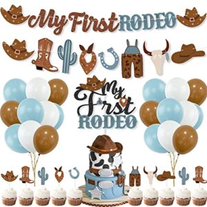 cowboy birthday decorations, my first rodeo birthday party supplies boy, my first rodeo banner cake topper balloons for boy western birthday cowboy baby shower cowboy party decorations