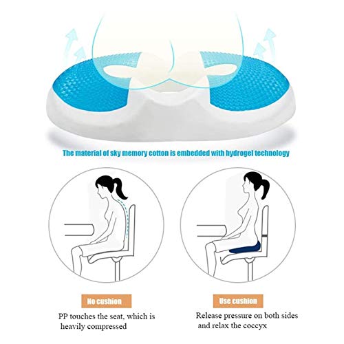 HHWKSJ Seat Cushion for Office Chair Gaming Chair Wheelchair Truck - Ergonomic Desk Chair Cushion for Back Pain Relief Memory Foam Car Seat Cushion for Pain Sciatica Pillow for Sitting Black