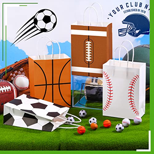 24 Pieces Sports Party Favor Bags Football Party Goodie Bag Sport Party Gift Bags with Handles for Soccer Baseball Basketball Football Sports Birthday Baby Shower Party Supplies Decorations