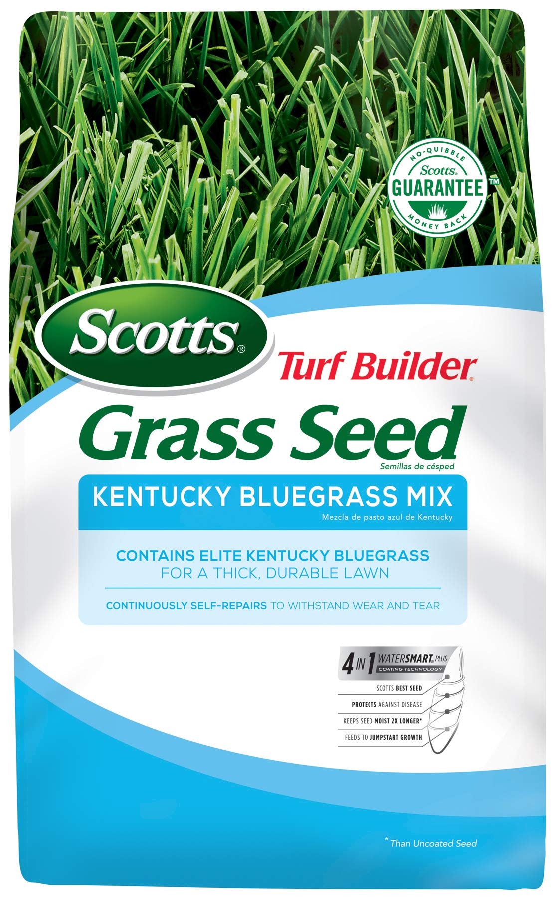 Scotts Turf Builder Grass Seed Kentucky Bluegrass Mix for a Thick, Durable Lawn with WaterSmart Plus Technology, 3 lbs.