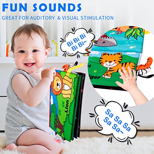 Aboosam Baby Toys 0-6 Months - Tummy Time Mirror Toys with Cloth Books & Teethers - Montessori Infant Toys for Babies 0 3 6 9 Months - High Contrast Newborn Sensory Toy for Boys Girls Baby Gift