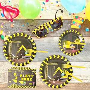 Construction Birthday Party Supplies Serve 24 Construction Plates and Napkins Tablecloth Sets Truck Birthday Decorations for Boys Kids Tractor Dump Digger Vehicle Themed Party Decor