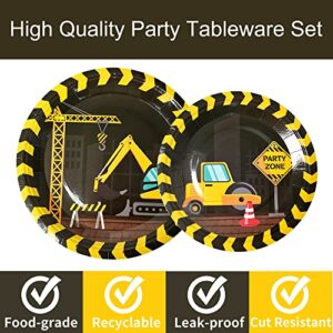 Construction Birthday Party Supplies Serve 24 Construction Plates and Napkins Tablecloth Sets Truck Birthday Decorations for Boys Kids Tractor Dump Digger Vehicle Themed Party Decor