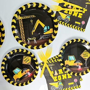 Construction Birthday Party Supplies Serve 24 Construction Plates and Napkins Tablecloth Sets Truck Birthday Decorations for Boys Kids Tractor Dump Digger Vehicle Themed Party Decor