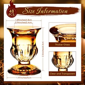 48 Pieces Glass Taper Candle Holders 2.5 Inch Clear Glass Taper Candlestick Holders Bulk Elegant Glass Candle Holders for Table Centerpiece Wedding Christmas Thanksgiving Party Decor (Gold)