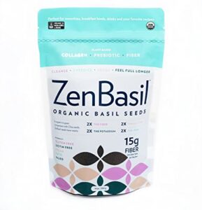 zen basil seeds | edible basil seeds usda organic, kosher, non-gmo, lectin-free, gluten-free, plant-based, vegan, keto, paleo | 15g fiber per 2 tbs | 14oz