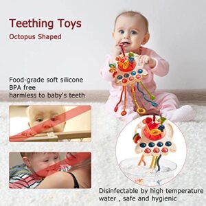 PRAGYM Baby Toys 6 to 12 Months, Sensory & Montessori Toys for 1 Year Old, Octopus Pull String Toys, Travel & Teething Toys for Car Seat, Baby Girl Boy Gifts for 6, 9, 12, 18 Months Infant Toddler