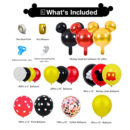 PYCALOW Mickey 2nd Birthday Party Supplies Decorations Include Oh Twodles Backdrop, Banner, Balloons Graland Arch, Welcome Hanger, Tablecloth, Hat, Topper, Tassels, Mickey Theme Mouse Party Supplies