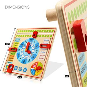 Pidoko Kids Montessori Toys for Toddlers 3 Years - 4 Year Old Learning Materials for Preschool - All About Today Board - Wooden Calendar and Learning Clock - Educational Gifts for Boys and Girls