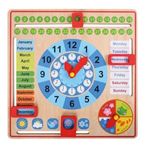 Pidoko Kids Montessori Toys for Toddlers 3 Years - 4 Year Old Learning Materials for Preschool - All About Today Board - Wooden Calendar and Learning Clock - Educational Gifts for Boys and Girls