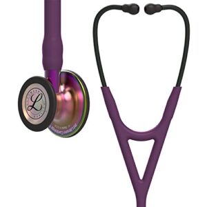 3m littmann cardiology iv diagnostic stethoscope, rainbow-finish chestpiece, plum tube, violet stem and black headset, 27 inch, 6205