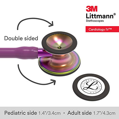 3M Littmann Cardiology IV Diagnostic Stethoscope, Rainbow-Finish Chestpiece, Plum Tube, Violet Stem and Black Headset, 27 inch, 6205