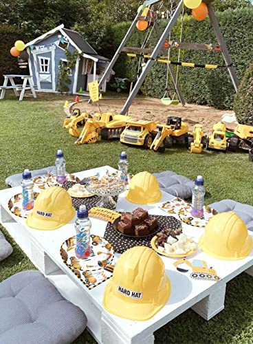 Heboland Construction Birthday Party Supplies Plates and Napkins Set for 25 Guests, Construction Theme Party Decorations for Boys Kids