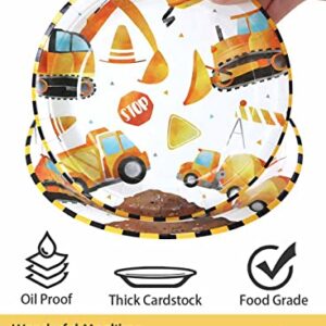 Heboland Construction Birthday Party Supplies Plates and Napkins Set for 25 Guests, Construction Theme Party Decorations for Boys Kids