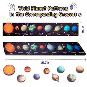 HONGDDY Wooden Puzzles for Toddlers, Space Puzzle for Solar System, Educational Toys for Kids, Preschool Learning Puzzle, Montessori Early Development and Activities