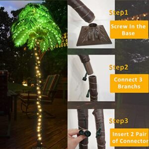 Lighted Palm Trees, 7FT 187 LED Artificial Palm Tree with 5 Coconuts, Light Up Tropical Palm Trees for Indoor, Outdoor, Garden, Patio, Christmas Party, Pool, Beach Decor