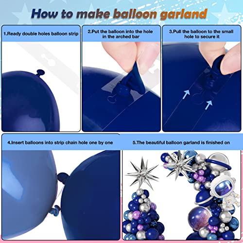 Amandir139pcs Space Balloon Garland Arch Kit - Outer Space Birthday Decorations with Blue Purple Silver Galaxy Astronaut Foil Balloons for Boys Kids Space Themed Birthday Party Decoration Supplies