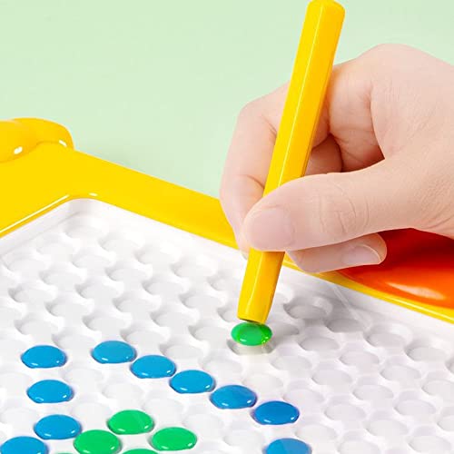 Large Magnetic Drawing Pad for Kids Toddlers, Montessori Magnetic Dots Board with Magnet Pen & Beads Magnetic Dot Art, Colorful Doodle Board Educational Preschool Toy for 3+ Years Old Boys Girls (A)