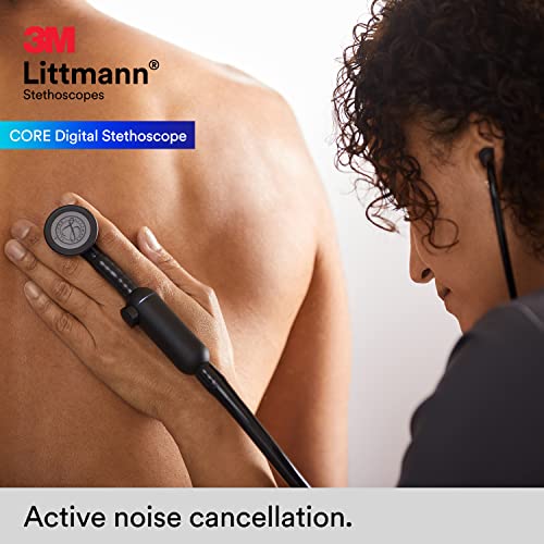 3M™ Littmann® CORE Digital Stethoscope, 8570, High Polish Rainbow Chestpiece, Black Tube, Black Stem and Headset, 27 inch