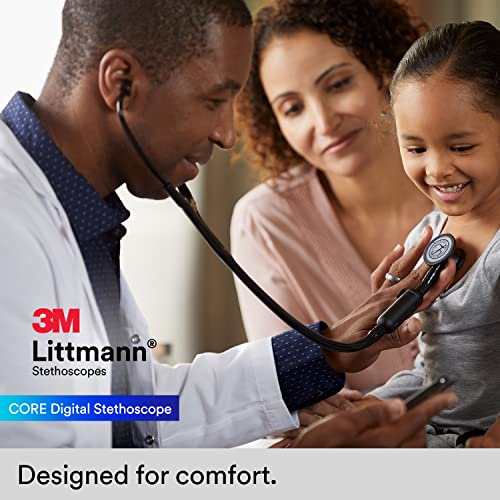 3M™ Littmann® CORE Digital Stethoscope, 8570, High Polish Rainbow Chestpiece, Black Tube, Black Stem and Headset, 27 inch