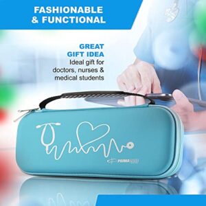 Primacare KB-9397-BL Stethoscope Case, Supplies Included, Blue with Multiple Compartments, Portable and Lightweight First Aid Kit Bag with Vital Medical Supplies, Nursing Accessories for Nurses