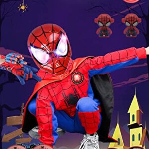 Super Hero Toys and LED Masks, Children's Superhero Clothing, Web-Shooters and Superhero Spider Badge, Suitable for Birthday Gifts, Role -Playing, Christmas