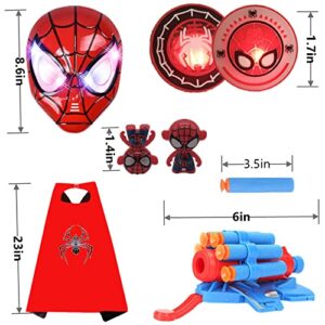 Super Hero Toys and LED Masks, Children's Superhero Clothing, Web-Shooters and Superhero Spider Badge, Suitable for Birthday Gifts, Role -Playing, Christmas