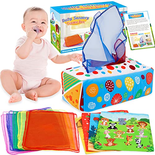 Aiduy Baby Toys 6 to 12 Months - Montessori Toys for Babies 6-12 Months - Infant Newborn Toddlers Sensory Toys Baby Magic Tissue Box for 1 Year Old Boys Girls Kids Early Learning Toys Baby Gifts