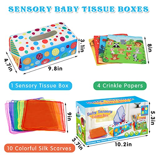 Aiduy Baby Toys 6 to 12 Months - Montessori Toys for Babies 6-12 Months - Infant Newborn Toddlers Sensory Toys Baby Magic Tissue Box for 1 Year Old Boys Girls Kids Early Learning Toys Baby Gifts