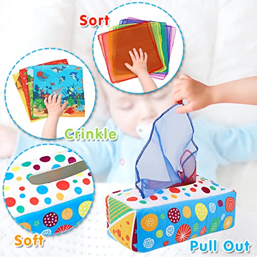 Aiduy Baby Toys 6 to 12 Months - Montessori Toys for Babies 6-12 Months - Infant Newborn Toddlers Sensory Toys Baby Magic Tissue Box for 1 Year Old Boys Girls Kids Early Learning Toys Baby Gifts