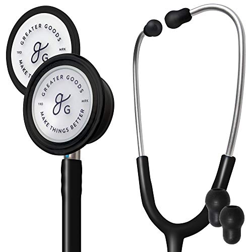 Greater Goods Premium Dual-Head Stethoscope, Gift for Nurses, Doctors and Medical Students | Celebrate Nurse's Week with Our Premium Stethoscope (Black)