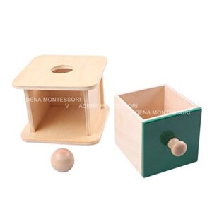 Adena Montessori Wooden Object Permanence Box with Drawer Imbucare Box w/ Ball Montessori Materials