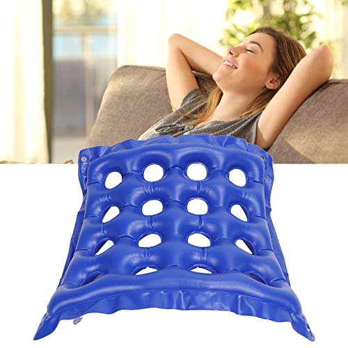 Inflatable Seat Cushion, PVC 16 Holes Inflatable Chair Cushion Anti Decubitus Ergonomic Chair Cushion Coccyx Sciatica Chair Pad Ideal for Long Sitting with Pump Blue