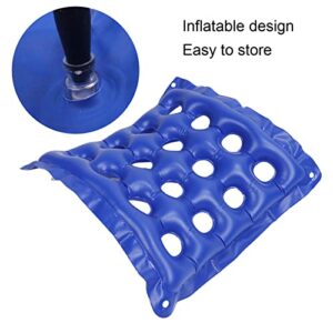 Inflatable Seat Cushion, PVC 16 Holes Inflatable Chair Cushion Anti Decubitus Ergonomic Chair Cushion Coccyx Sciatica Chair Pad Ideal for Long Sitting with Pump Blue