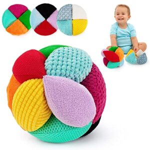 beetoy baby textured ball, baby fabric plush stuffed ball toys,developmental bumpy ball toy- montessori soft ball toys with 12 textured fabric for babies 6-12 months