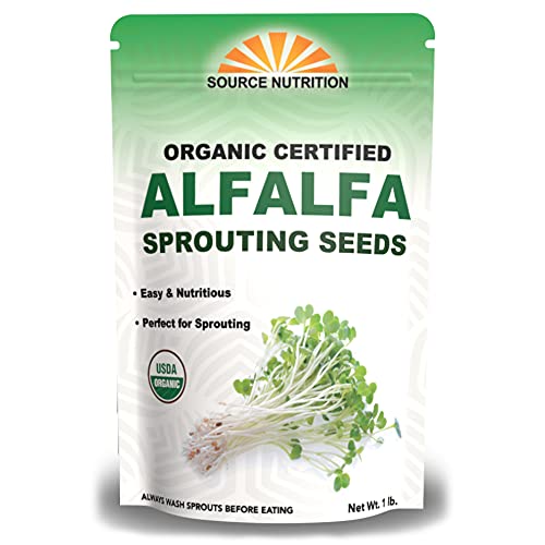 USDA Organic Alfalfa Sprouting Seeds | 1 Pound | Perfect for Sprouting & Microgreens, Premium Alfalfa Sprout Seeds, Non-GMO