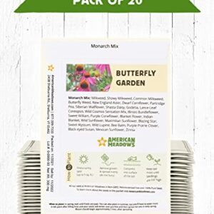 American Meadows Wildflower Seed Packets "Butterfly Garden'' Favors (Pack of 20) - Pollinator Wildflower Seed Mix to Attract Hummingbirds, Bees, and Butterflies, Party Favors for Any Occasion