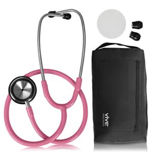 vive precision dualhead stethoscope - dual head diaphragm bell for nurses, er, cardiology, veterinary, fetal pediatrics blood pressure kit - double barrel chestpiece device for doctors, students