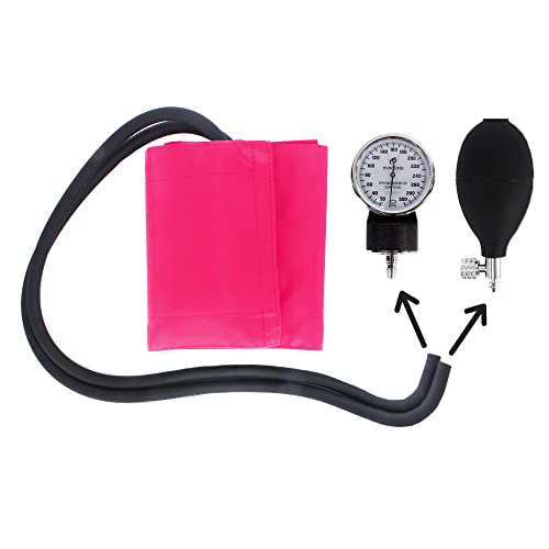 Dixie EMS Aneroid Sphygmomanometer and Dual Head Stethoscope Set with Adult Size Blood Pressure Cuff, Calibration Key and Carrying Case – Pink