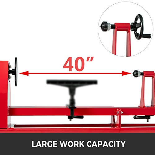 Mophorn Wood Lathe 14" x 40", Power Wood Turning Lathe 1/2HP 4 Speed 1100/1600/2300/3400RPM, Benchtop Wood Lathe with 3 Chisels Perfect for High Speed Sanding and Polishing of Finished Work