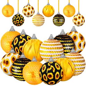 yuxung 12 pcs summer sunflower tree ornament shiny hanging sunflower ball yellow sequin hanging ornament sunflower tree decor (black yellow)