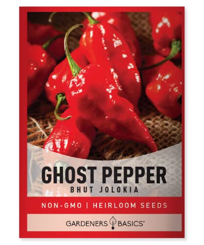 Ghost Pepper Seeds for Planting Spicy Hot - Heirloom Non-GMO Hot Pepper Seeds for Home Garden Vegetables Makes a Great Plant Gift for Gardening by Gardeners Basics