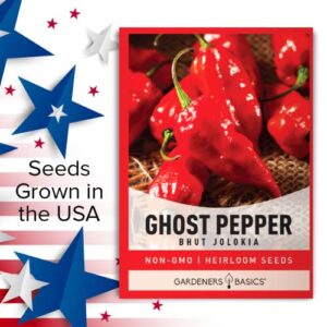 Ghost Pepper Seeds for Planting Spicy Hot - Heirloom Non-GMO Hot Pepper Seeds for Home Garden Vegetables Makes a Great Plant Gift for Gardening by Gardeners Basics