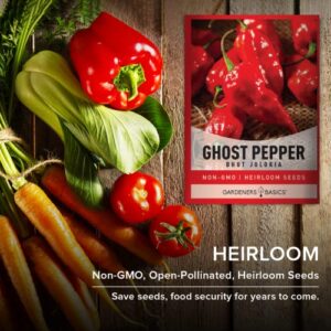 Ghost Pepper Seeds for Planting Spicy Hot - Heirloom Non-GMO Hot Pepper Seeds for Home Garden Vegetables Makes a Great Plant Gift for Gardening by Gardeners Basics