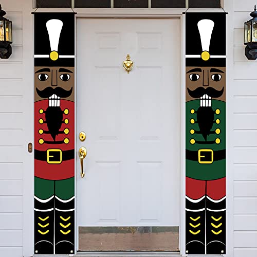 Black Nutcracker Christmas Decorations African American Nutcracker Porch Banner Outdoor Christmas Nutcracker Decorations and Supplies for Home Party