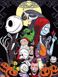 eitseued diamond painting halloween jack and sally,nightmare before christmas cross stitch diamond kit arts craft home decor festival gift,12x16 inch