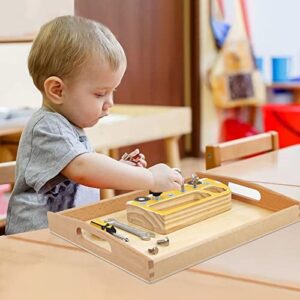 Montessori Wooden Trays with Handles, 3 Pack Small Medium Big Quality Wood Tray for Toddlers and Kids Montessori Activities, Trays to Store Toys and Educational Aids at Home Kindergarten (Beech)